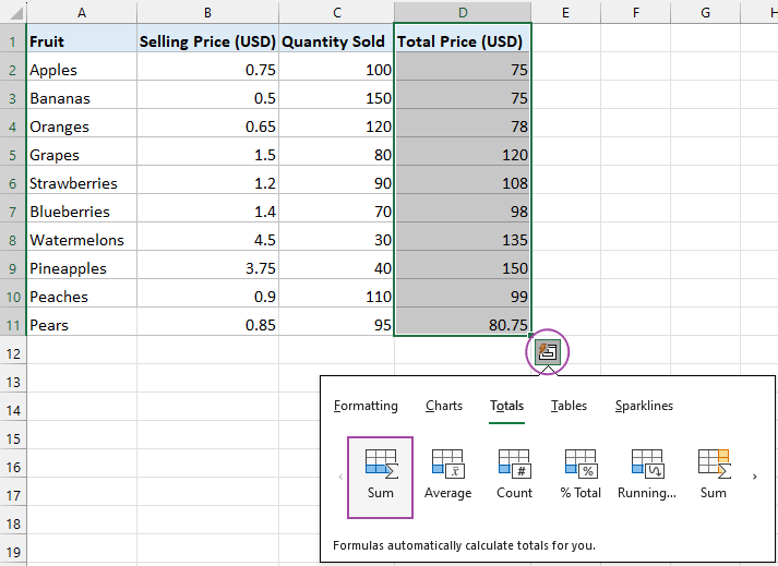 Full Guide For Excels Quick Analysis Tool With Examples 4970